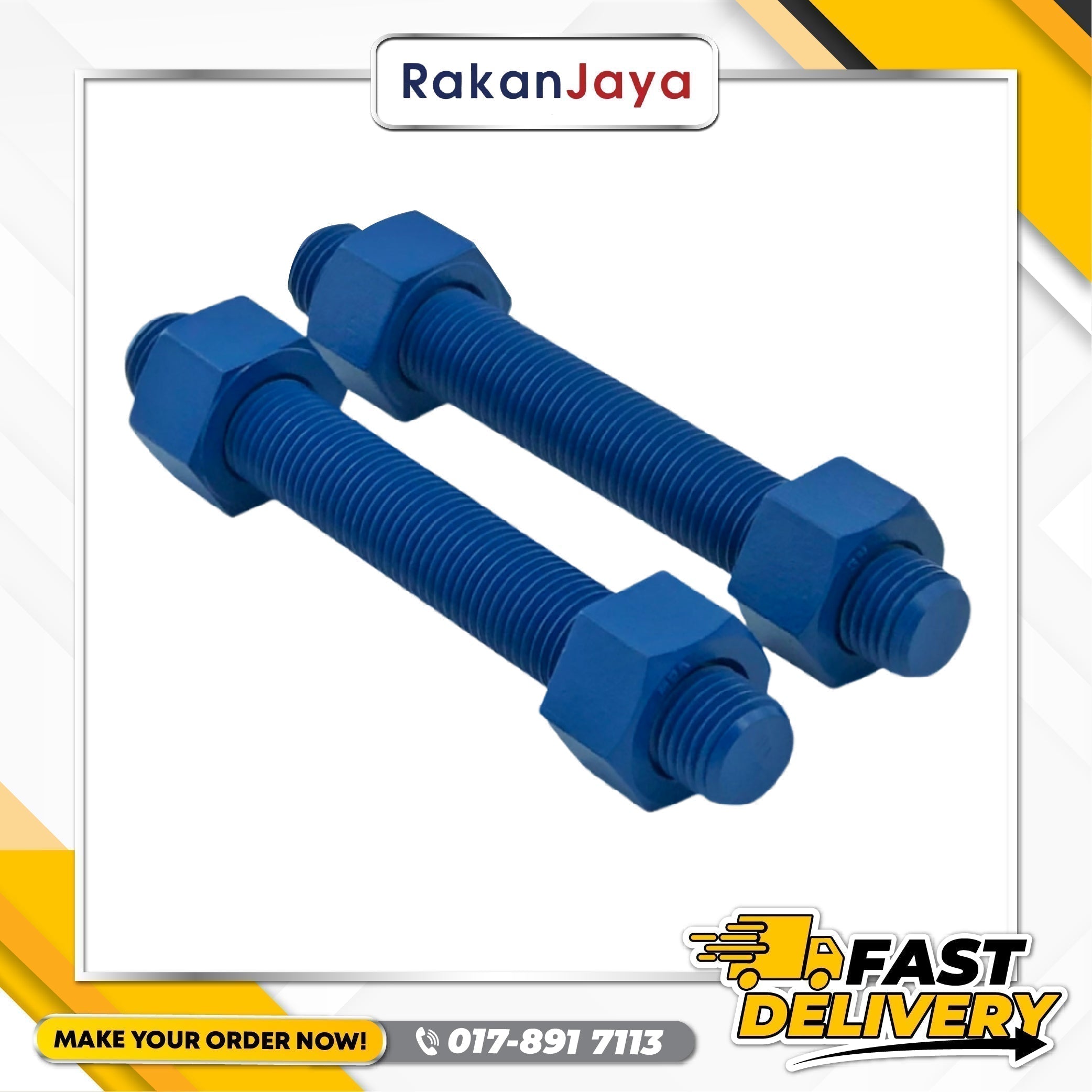 B7 STUD BOLT C/W 2 HEX NUT (FCC BLUE) – Rakan Jaya Hardware
