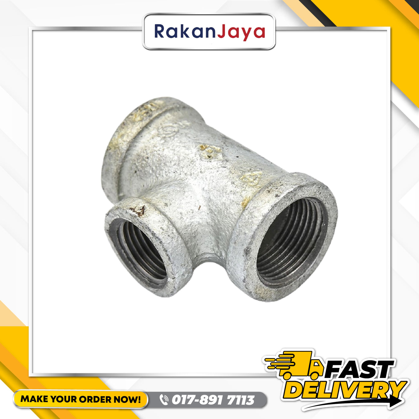 GI (GALVANISED IRON) BSPT FITTING REDUCING TEE – Rakan Jaya Hardware