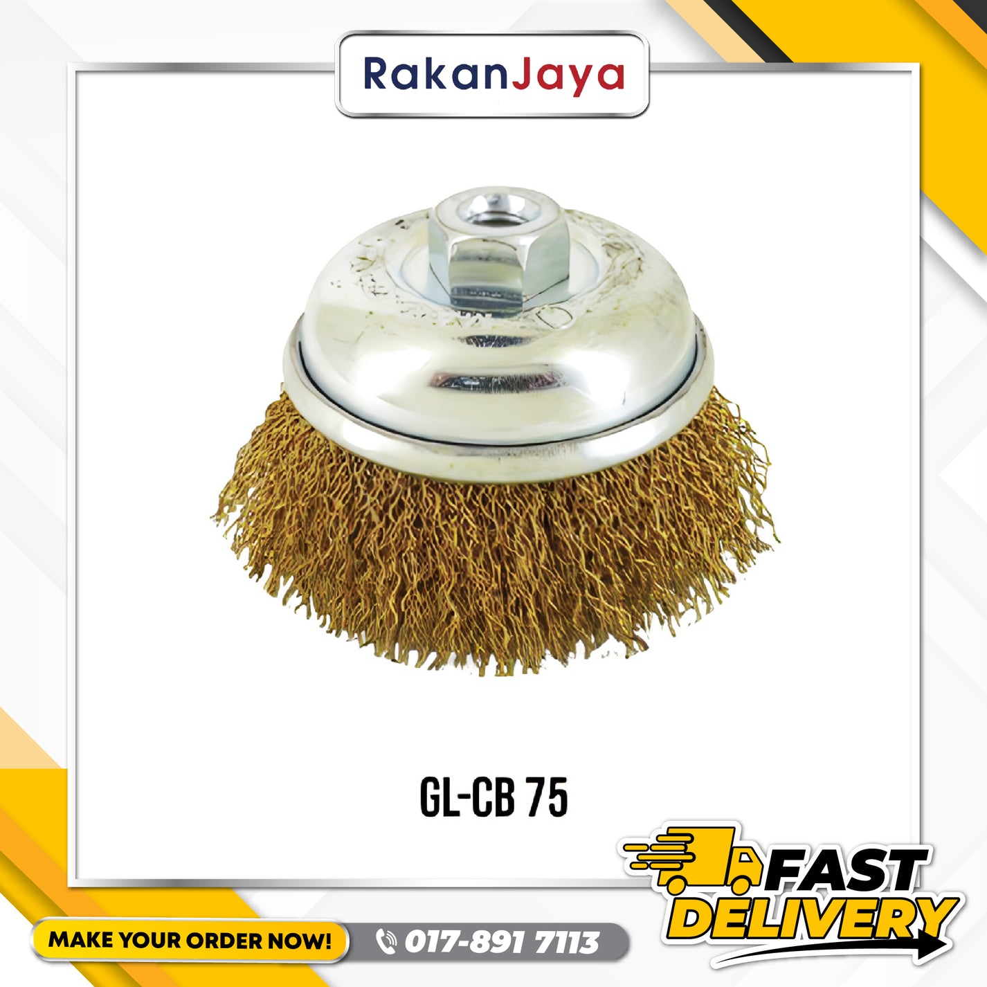 GLITZ HEAVY DUTY BRASS COATED CUP BRUSH – Rakan Jaya Hardware