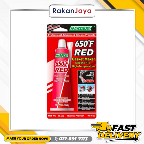 HARDEX RS650 RED RTV SILICONE GASKET MAKER – Rakan Jaya Hardware